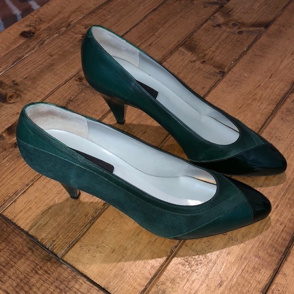 Sesto Meucci | Shoes | Sesto Meucci Green Color Block Leather 2 Heels ...